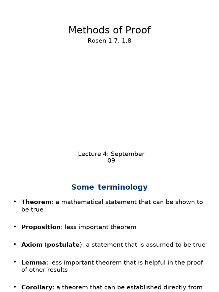 04 Methods of Proof | PDF | Mathematical Proof | Theorem