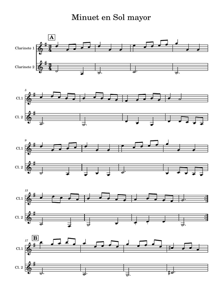 Minuet in G Major for Clarinet Ensemble | PDF