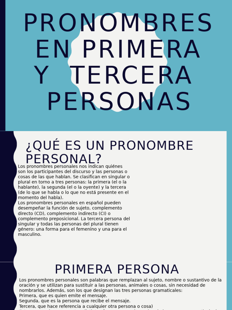 Pronombres en Primera y Tercera Personas | PDF | Plural | Pronombre