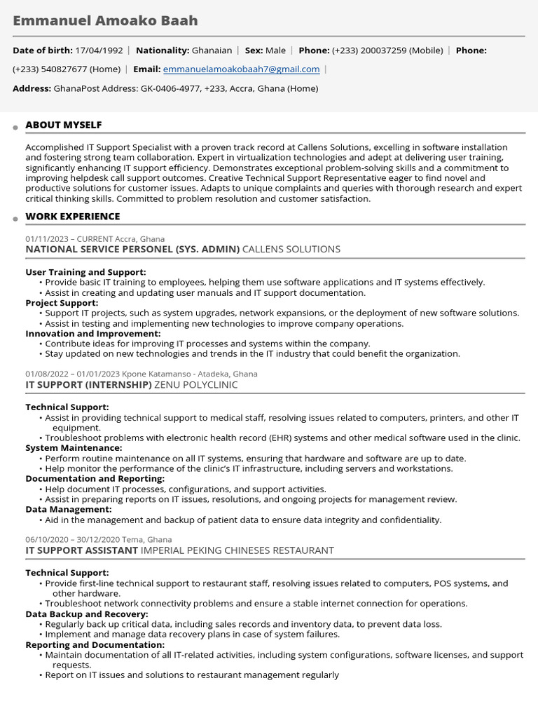 Amoako Baah Emmanuel Cv Cv | PDF | Machine Learning | Computing