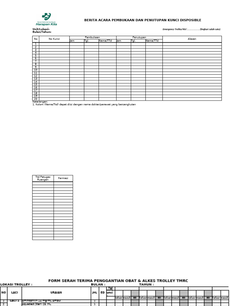 Checklist Harian Trolley Emergency 2024 | PDF