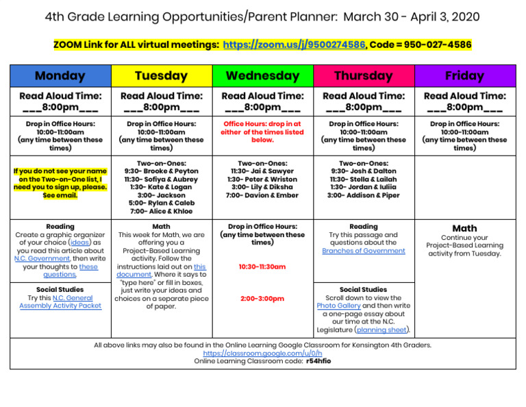 Moore - 4th Grade Home Learning March 30 | PDF
