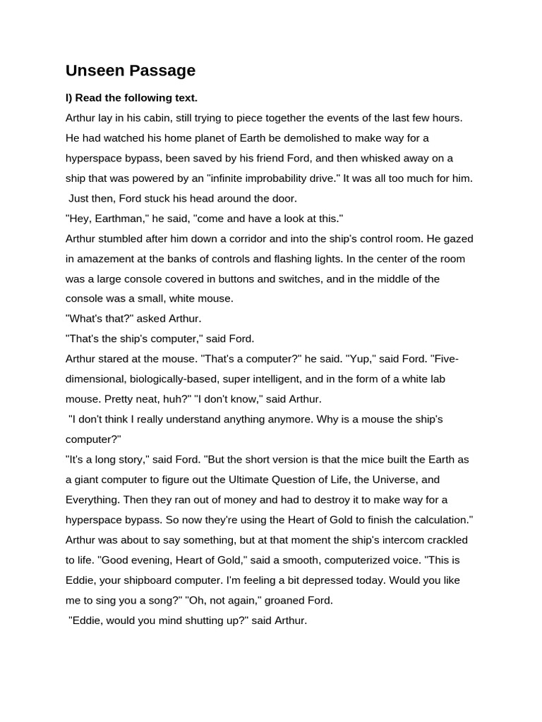 Unseen Passage Analysis for Class 12 | PDF