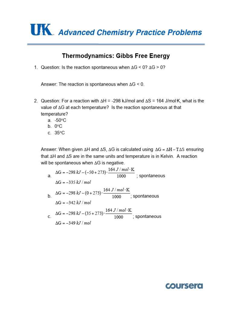 Thermodynamics - Part 2 - Solutions | PDF | Gibbs Free Energy | Chemistry