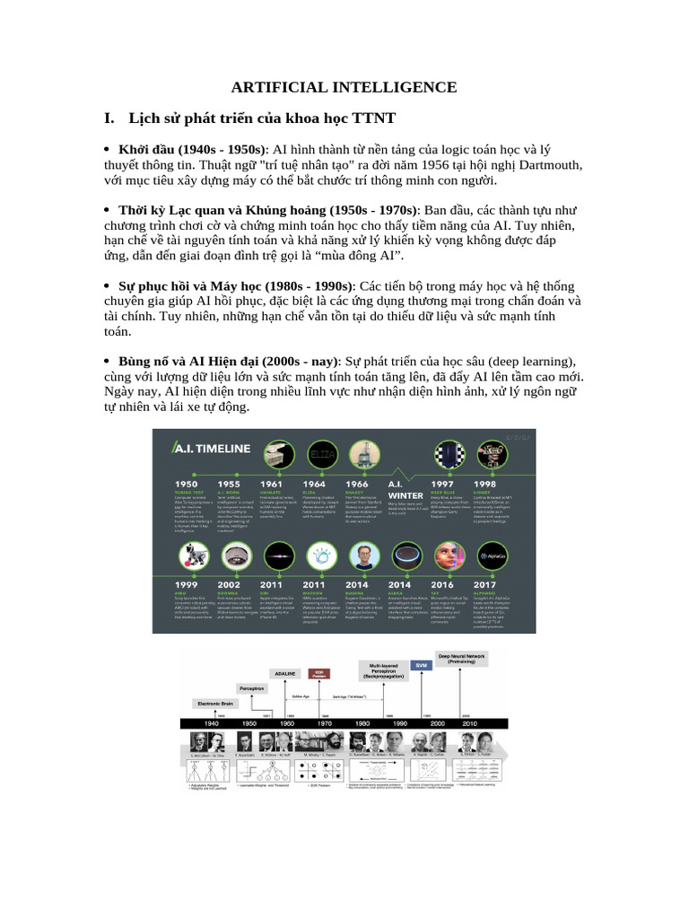 Artificial Intelligence I. Lịch sử phát triển của khoa học TTNT | PDF