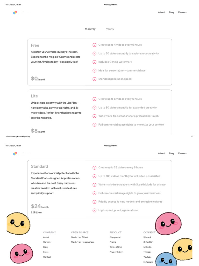 Pricing _ Genmo | PDF