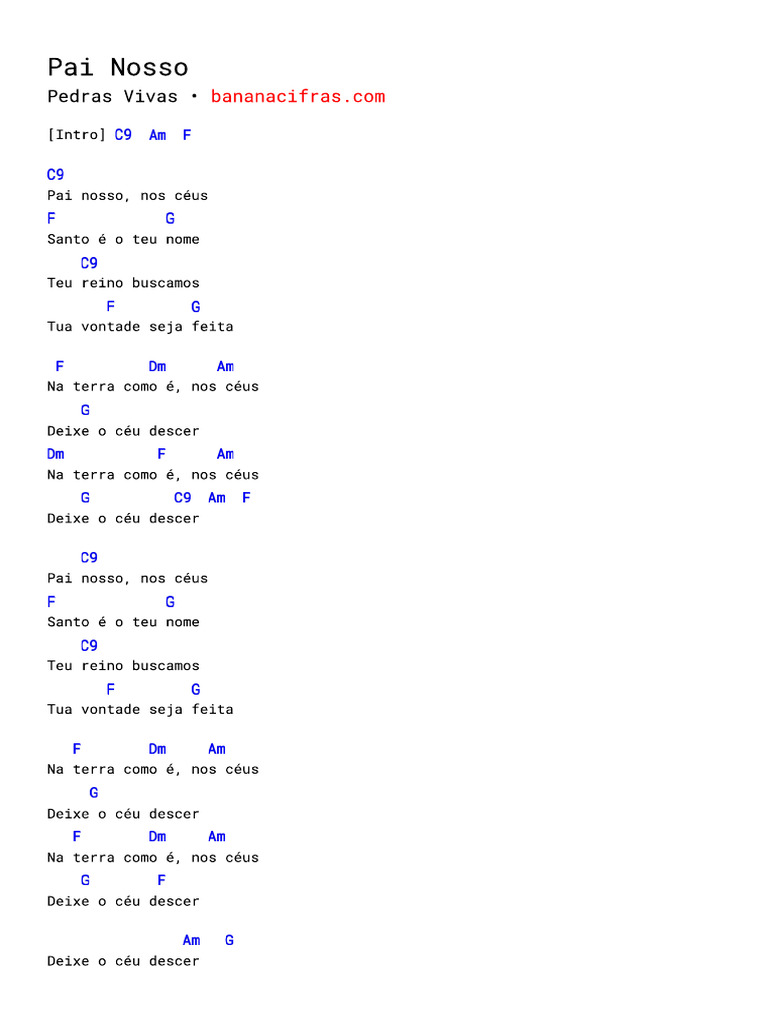 Pai Nosso Cifra Pedras Vivas | PDF
