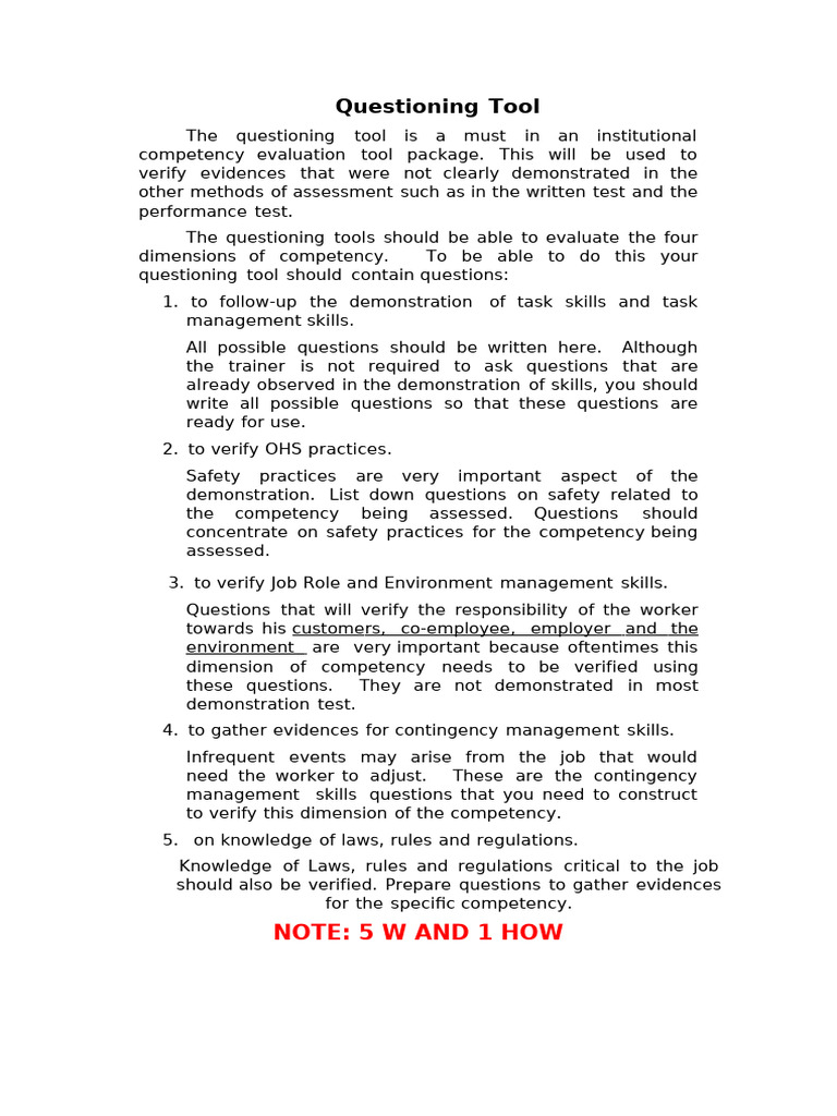 09 Questioning Tool With Model Answer | PDF | Cognition