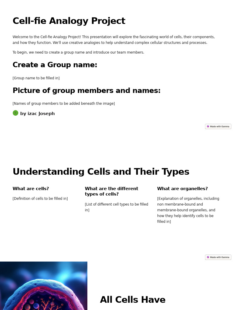 Cell Fie Analogy Project | PDF | Organelle | Cell (Biology)