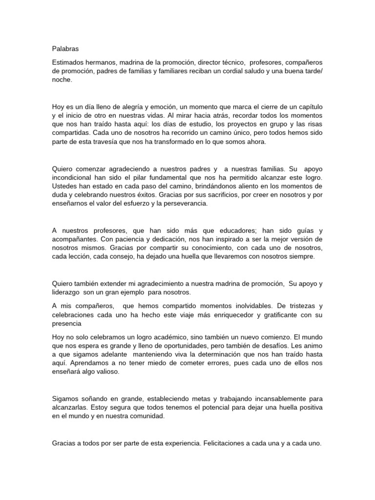 Palabras Graduación | PDF