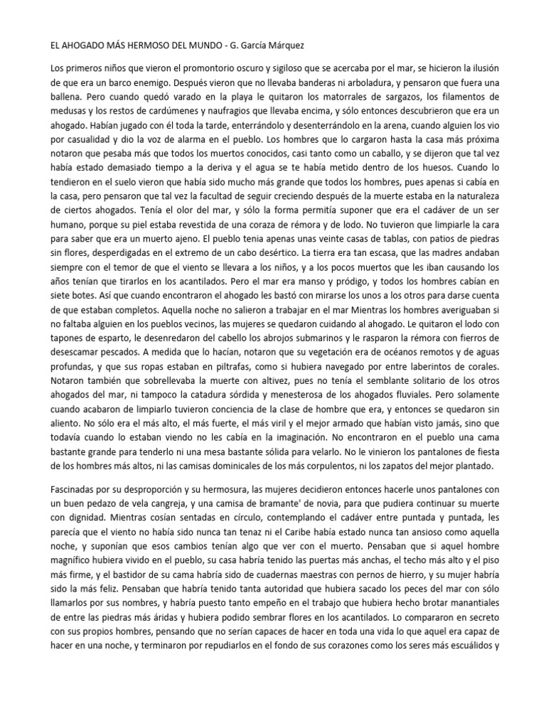 G. G. MÁRQUEZ-EL AHOGADO MÁS HERMOSO DEL MUNDO | PDF
