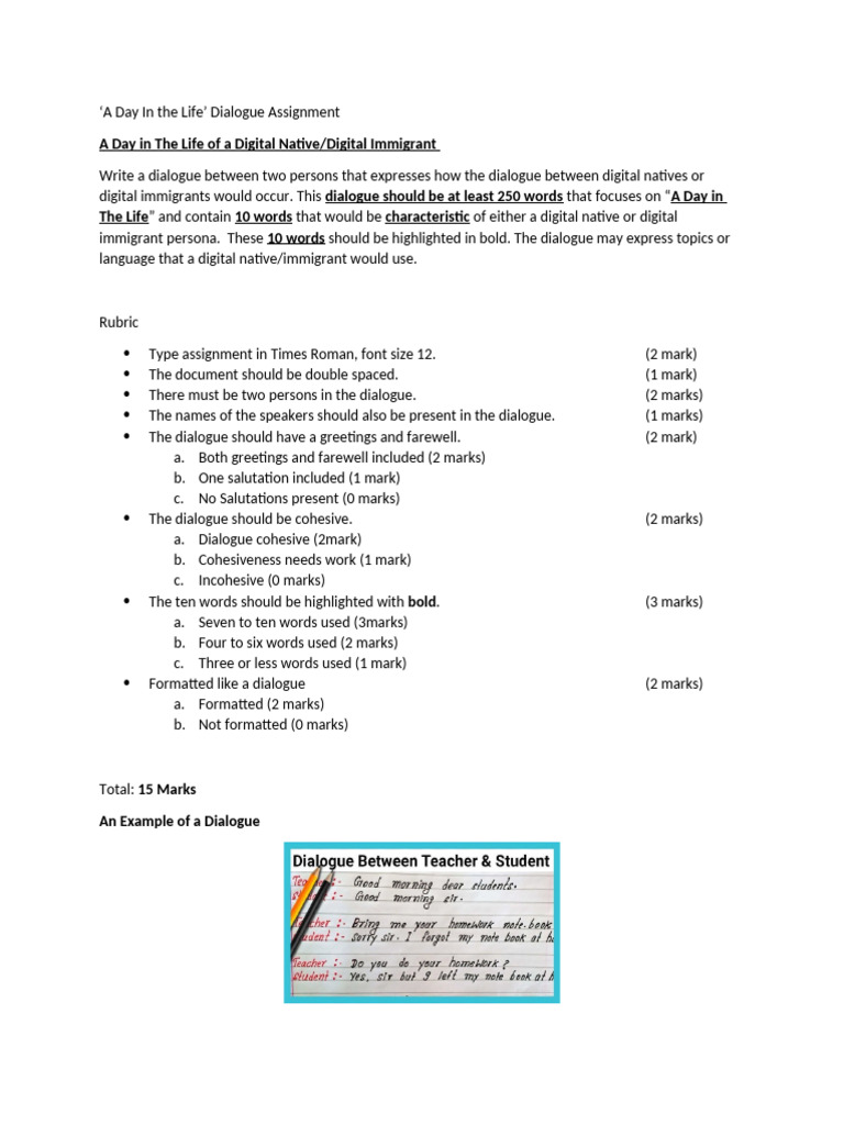 A Day in The Life Dialogue Assigment | PDF