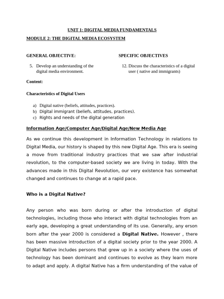 Digital Media I M2 O1 | PDF