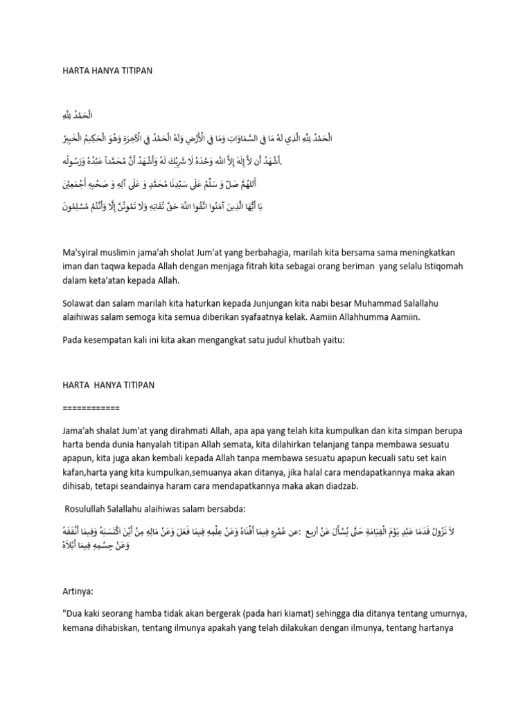 Harta Hanya Titipan | PDF