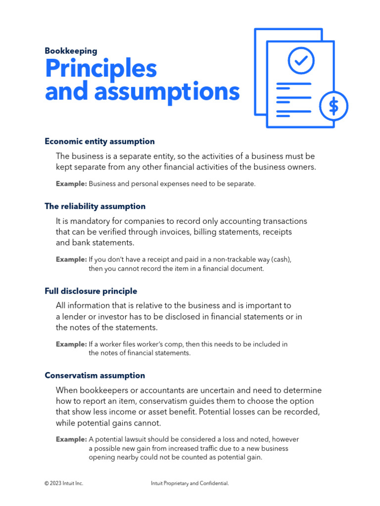 Bookkeeping - Principles - and - Assumptions | PDF | Going Concern | Financial Statement