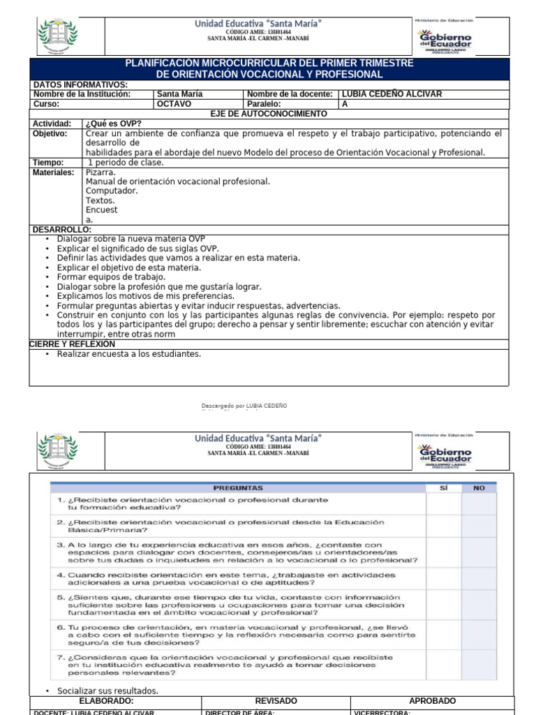 8vo-Planificacion OVP | PDF | Modificación de comportamiento | Ciencia ...