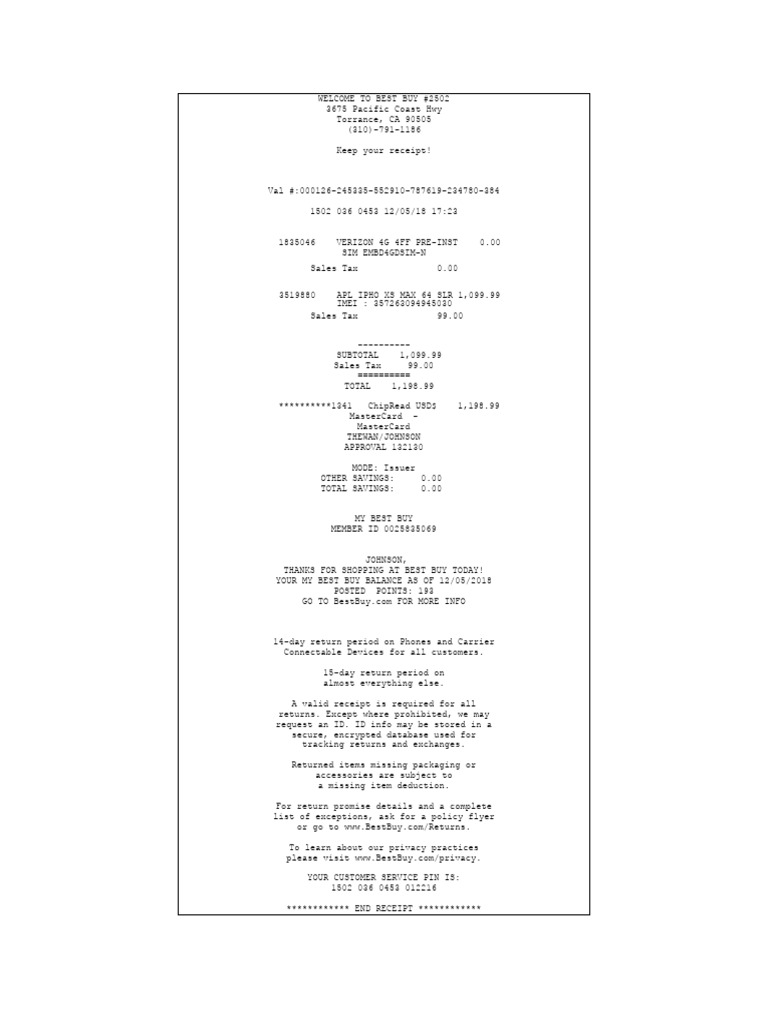 Best Buy Receipt | PDF