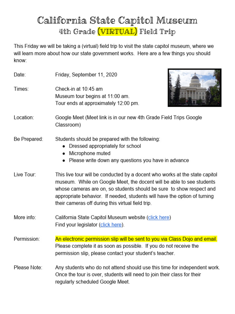 4th Grade Virtual Capitol Tour | PDF