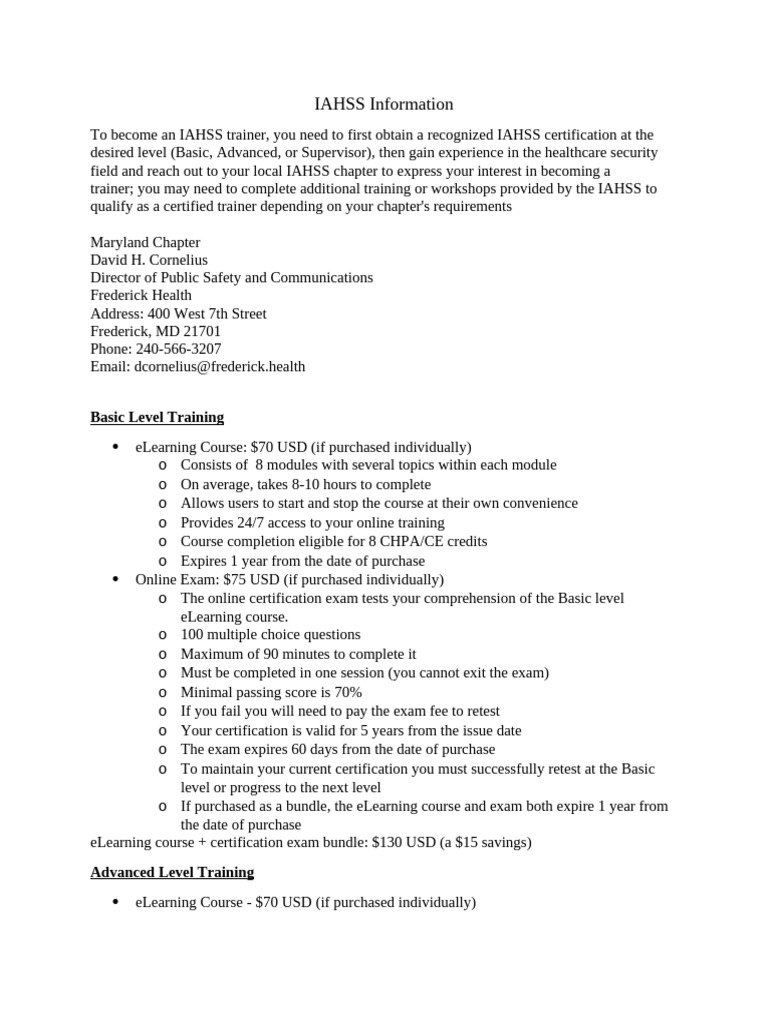 IAHSS Certification Training Overview | PDF | Educational Technology ...