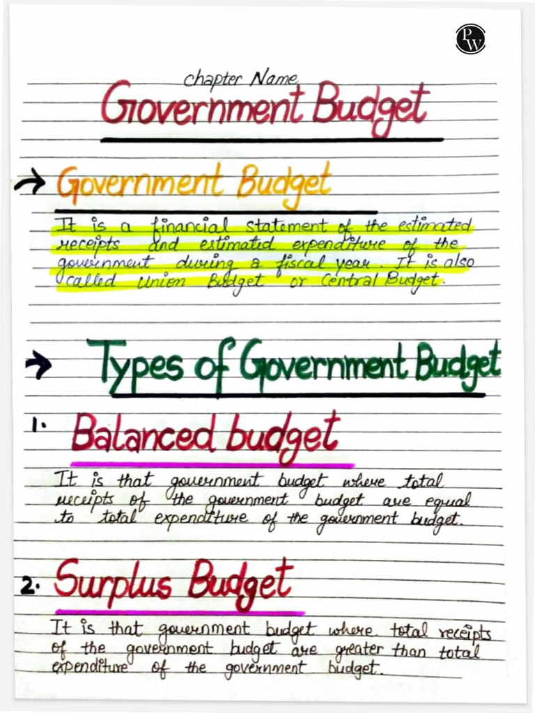 Government Budget - Handwritten Notes | PDF | Public Economics ...