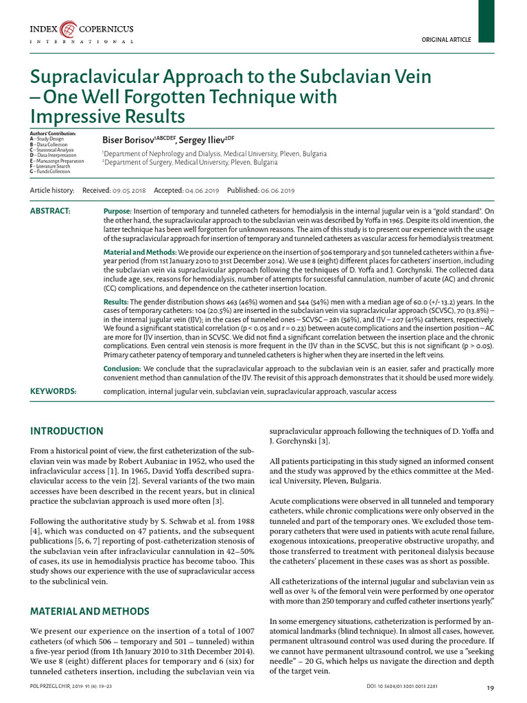 Supraclavicular Approach To The Sub | PDF | Catheter | Vein