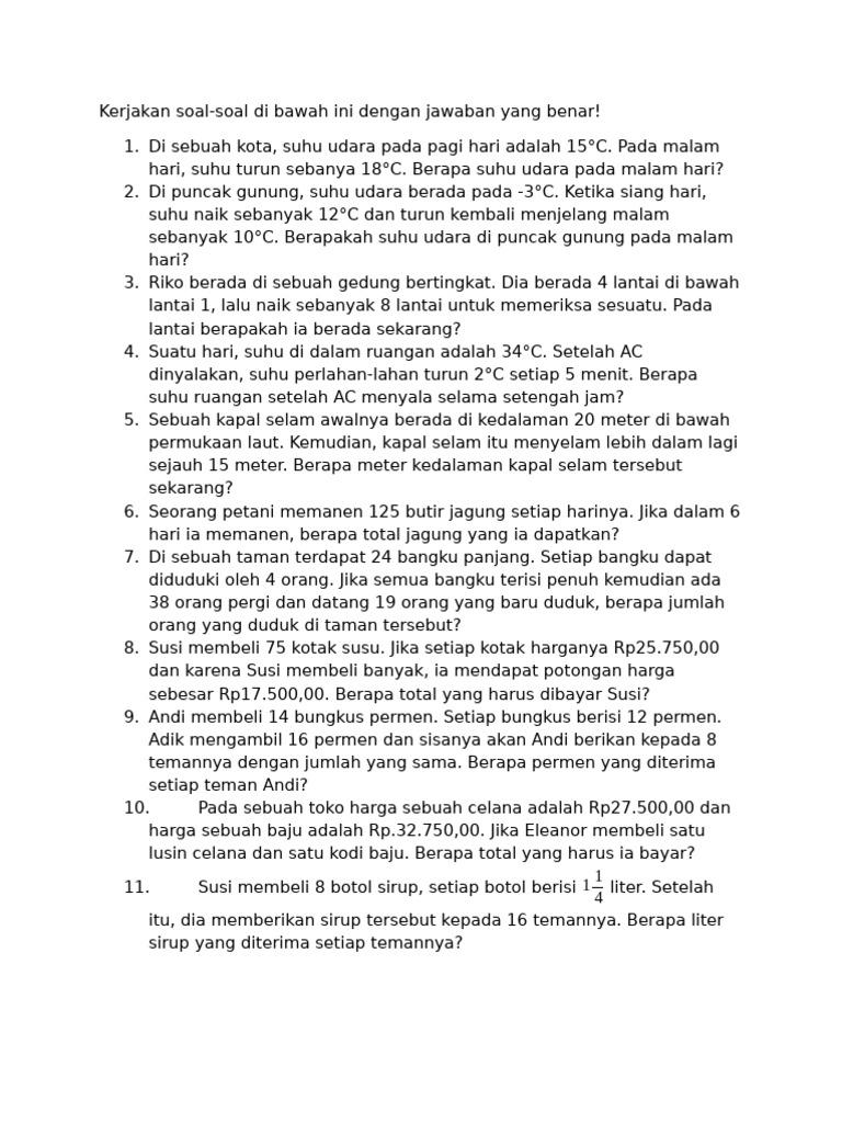 PTS MTK Kelas 6 | PDF