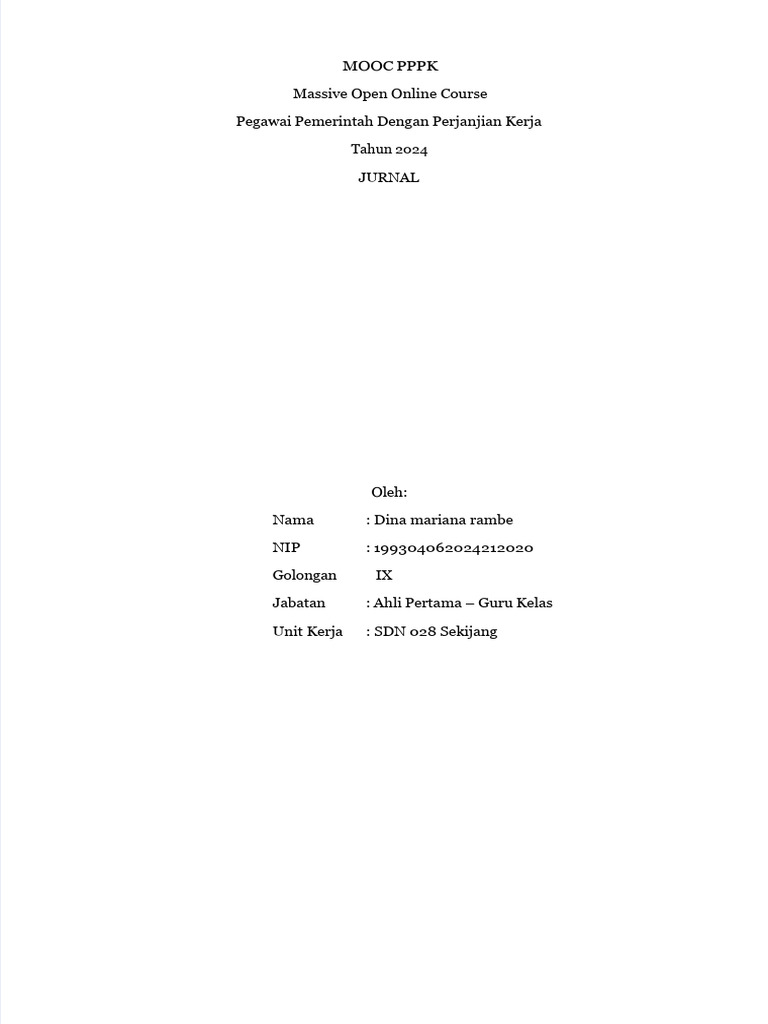 Jurnal Mooc Swajar Pppk Guru 2024 (1) | PDF