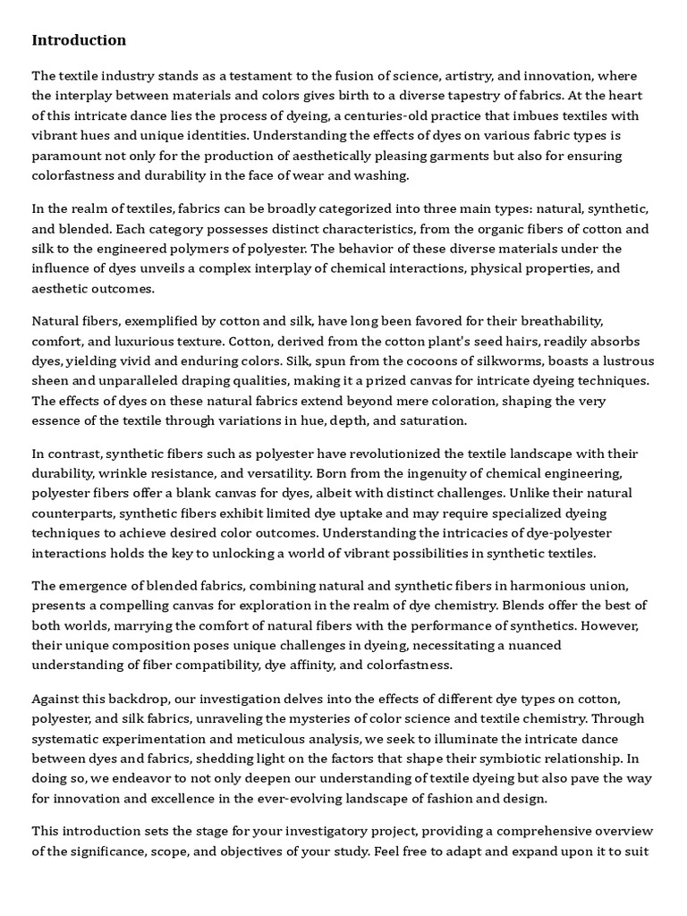 Introduction | PDF | Dyeing | Dye