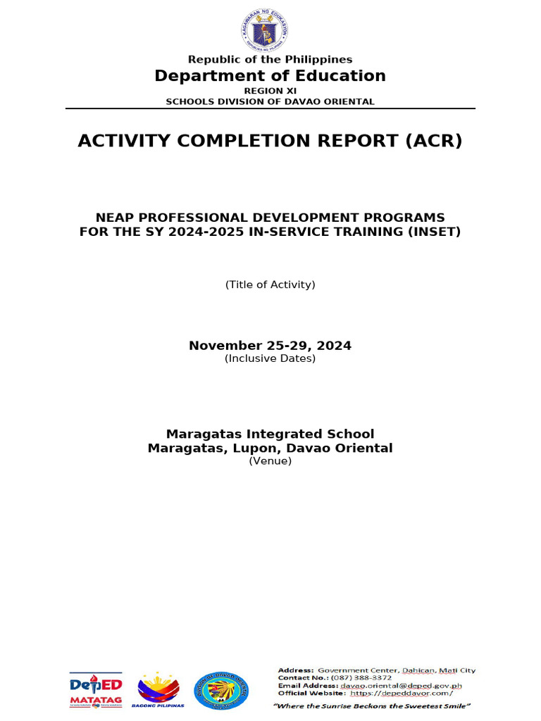 Maragatas Is Inset Acr 2024 | PDF | Teachers | Literacy