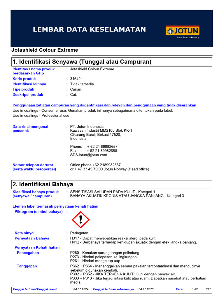 SDS 31642 Jotashield Colour Extreme id-ID ID | PDF