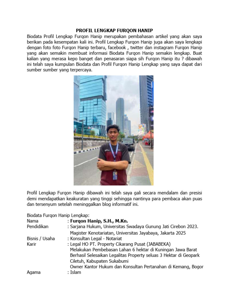 Profil Lengkap Furqon Hanip, S.H. | PDF