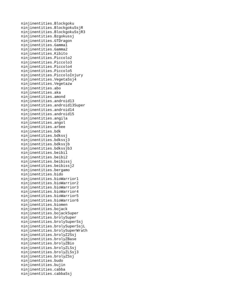 Dragon Ball Character Entities List | PDF