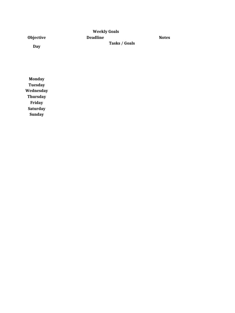 Weekly Daily Planning Template | PDF