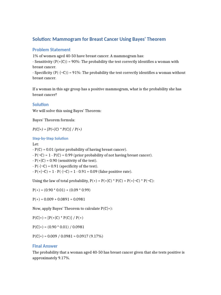 Mammogram Breast Cancer Solution | PDF