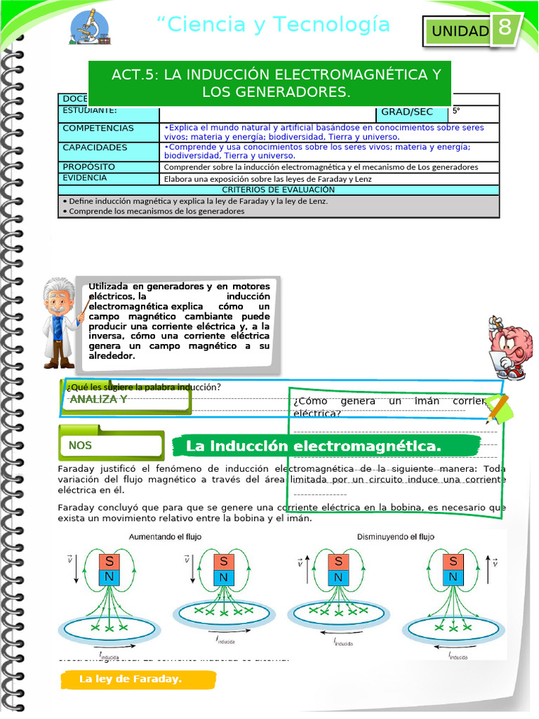 E-5º ACT 5-CYT-UND8 | PDF | Inducción electromagnética | Generador eléctrico