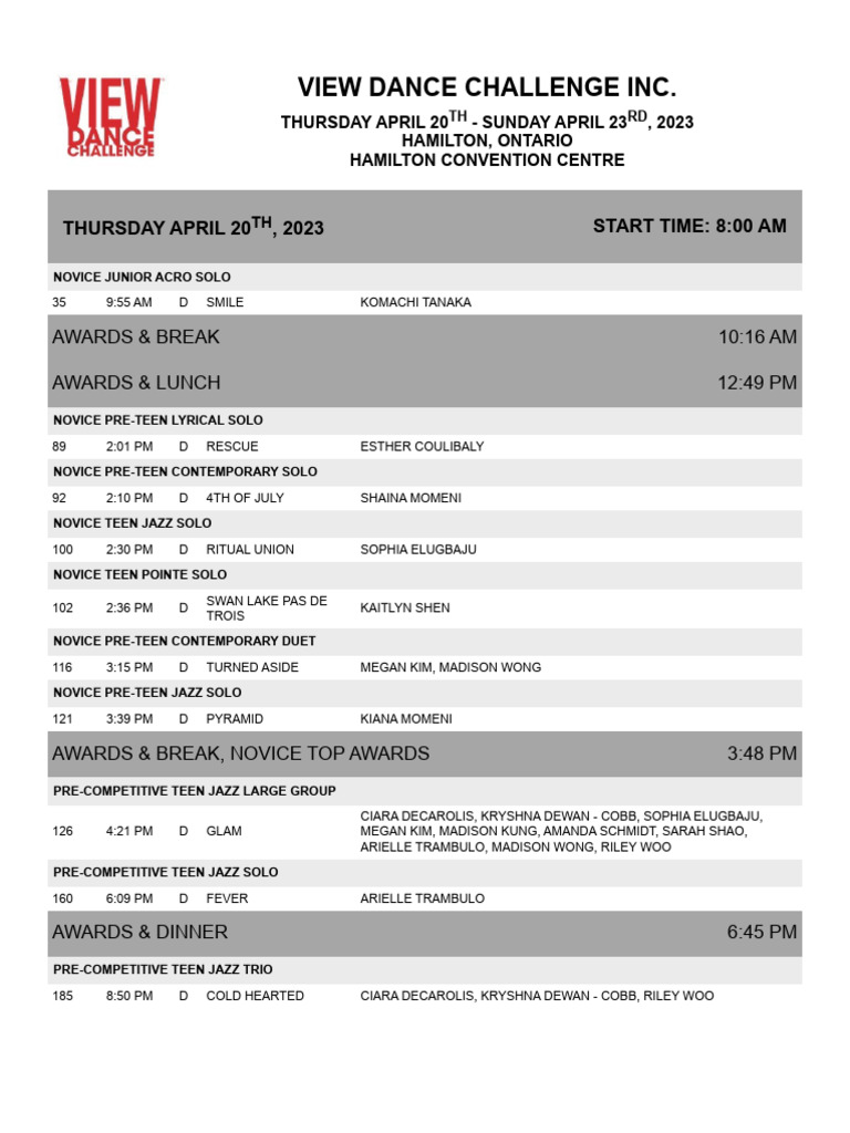 CDM View Schedule - Second Draft (April 20 - 24) | PDF
