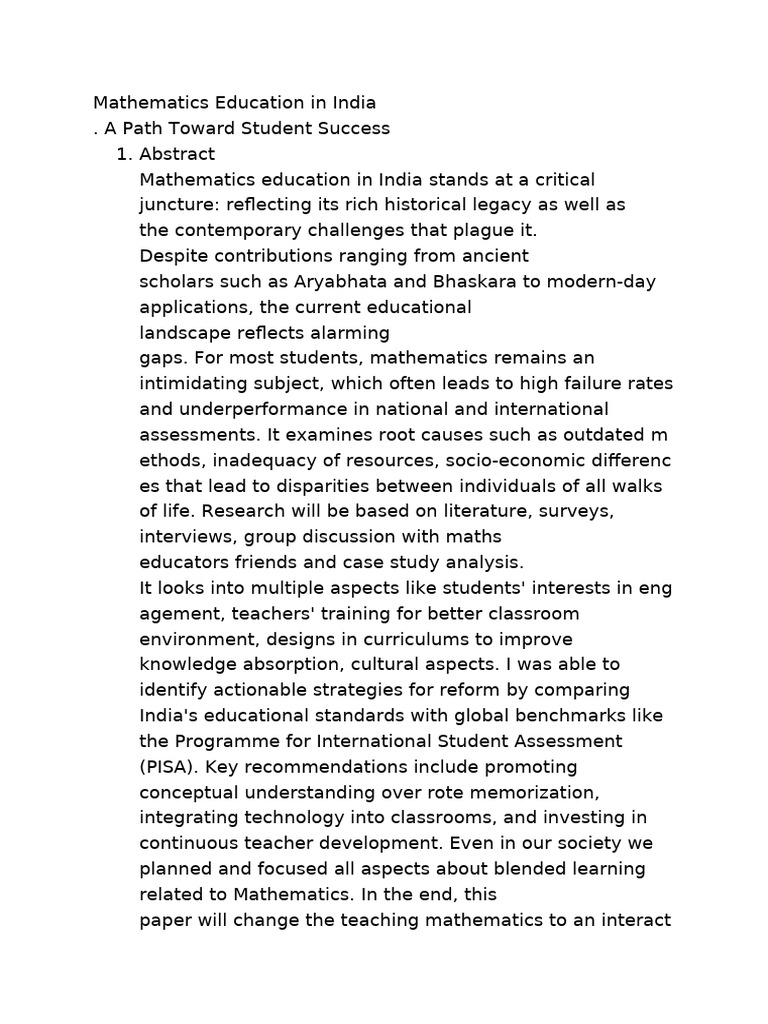 Mathematics Education in India | PDF | Mathematics | Teachers