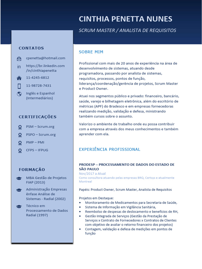 CV Cinthia Penetta Nunes | PDF