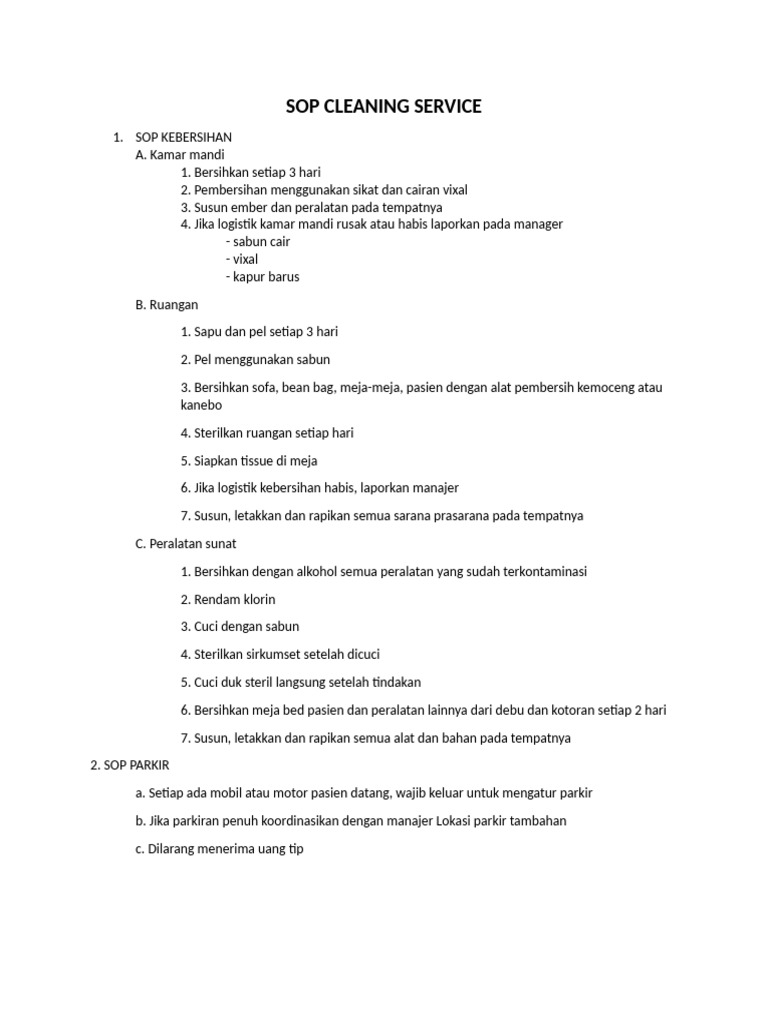 Sop Cleaning Service | PDF