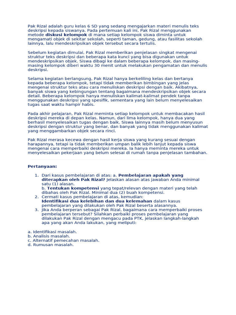 Tindakan Pak Rizal dalam Pembelajaran Deskripsi | PDF