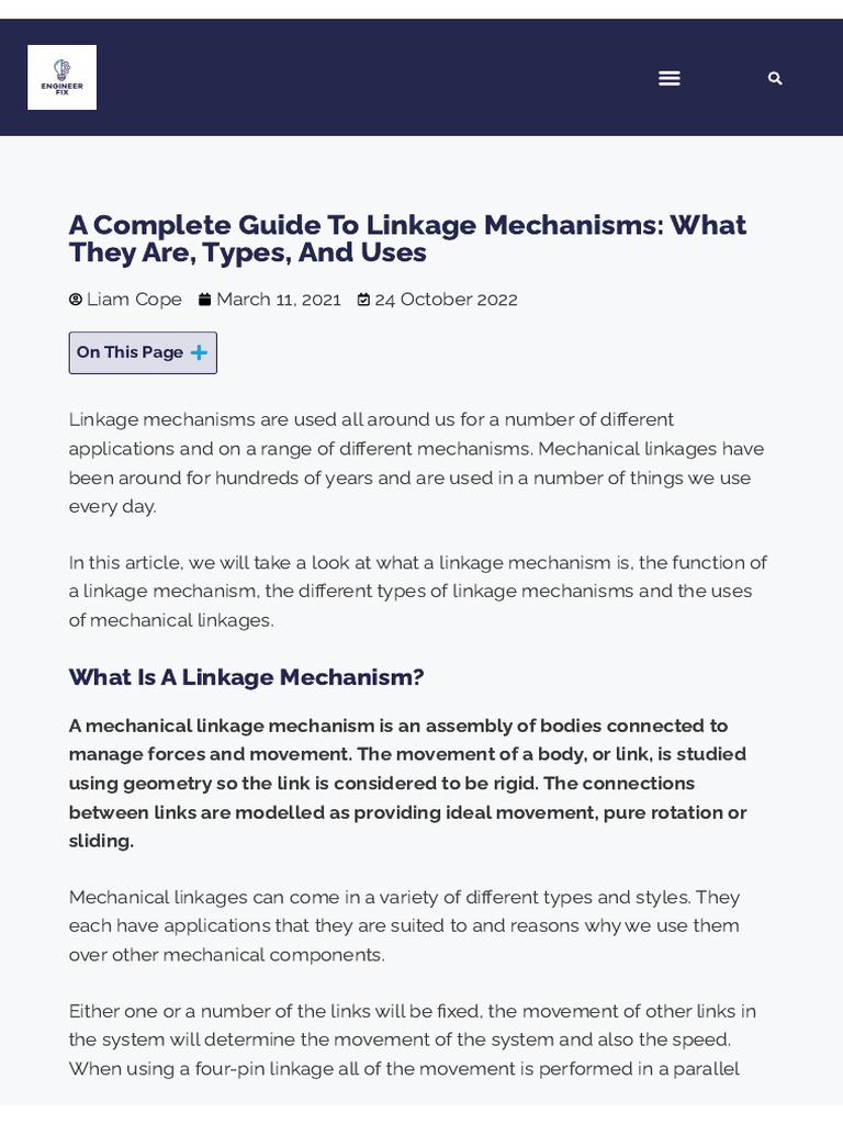 A Complete Guide To Linkage Mechanisms - What They Are, Types, and Uses ...