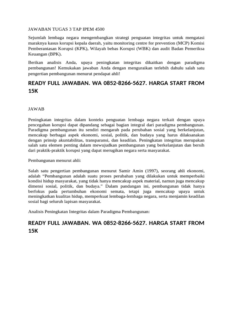 Jawaban Tugas 3 Tap Ipem 4500 | PDF