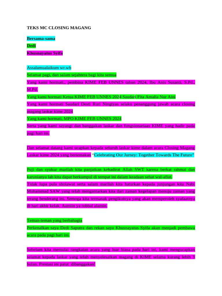 TEKS MC CLOSING MAGANG Revisi | PDF