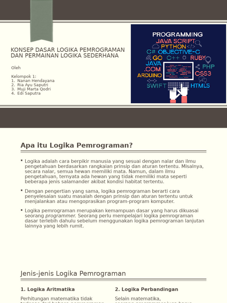 KONSEP dasar logika pemrograman dan permainan logika sederhana | PDF