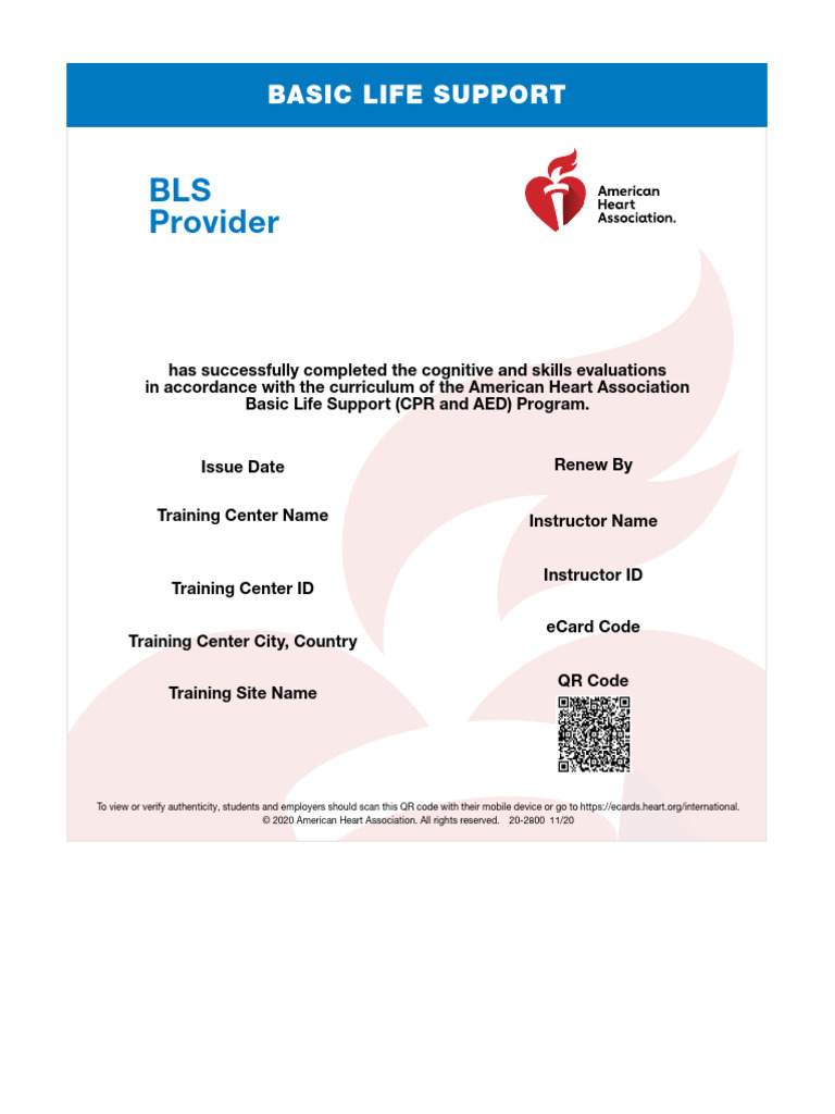 American Heart Association Bls Certification Pdf