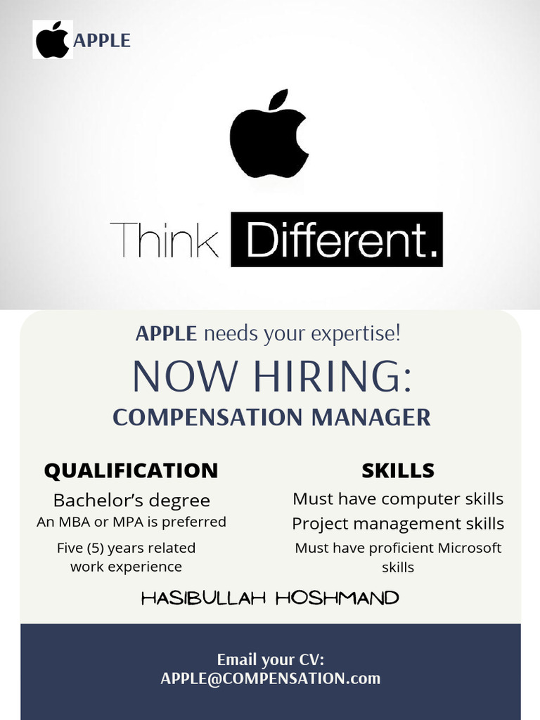 Hasibullah Hoshmand Apple Hiring Poster | PDF
