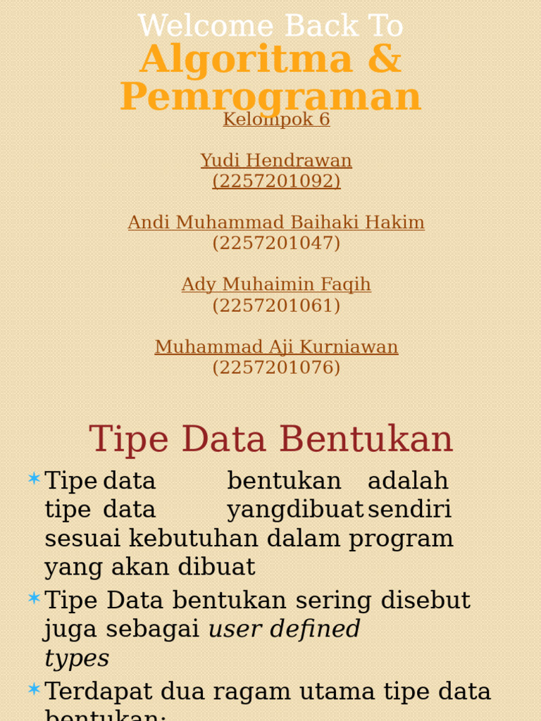 Tipe Data Bentukan Kelompok 6 | PDF Tipe Data Bentukan Kelompok 6 | PDF