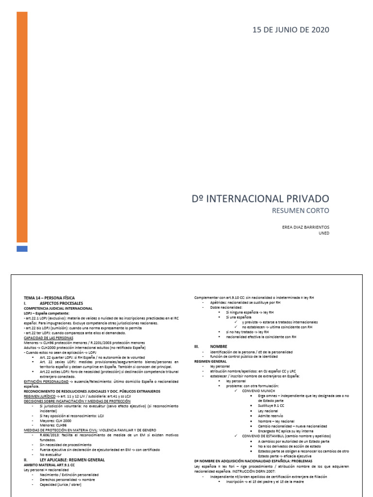 DIPr Resumen EXAMEN - PDF Versión 1 | PDF | Divorcio | Matrimonio