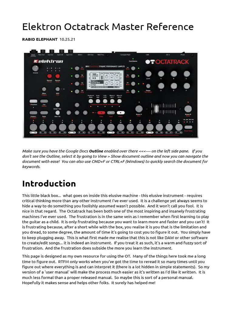 Elektron Octatrack Master Reference | PDF | Sound Technology | Music ...