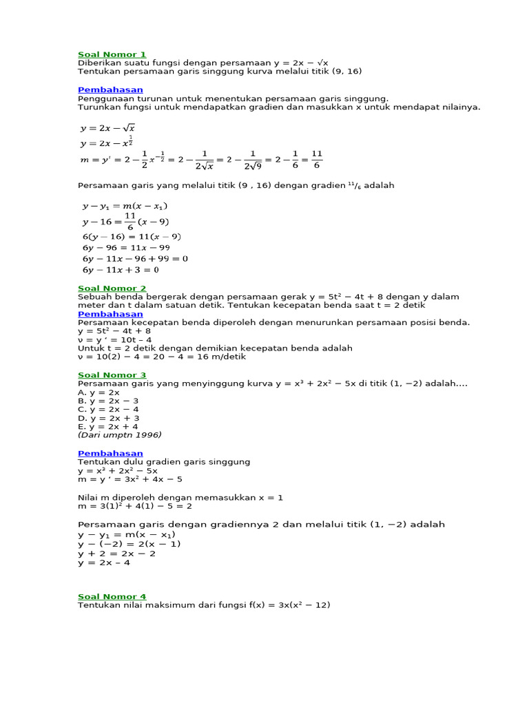 Aplikasi Turunan Fungsi | PDF